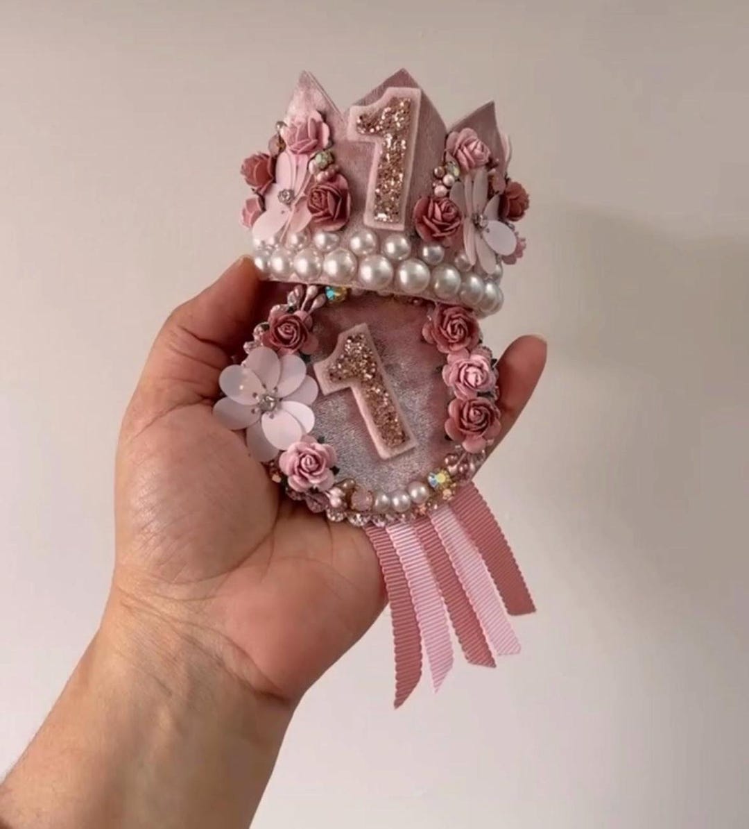 Birthday Crown & Badge Bundle, 1st Birthday Crown, Cakesmash Props, 1st ...