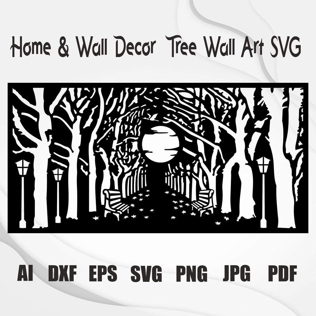 Home and Wall Decor Tree Wall Art, Nature Scene Clipart, Treeline Svg ...