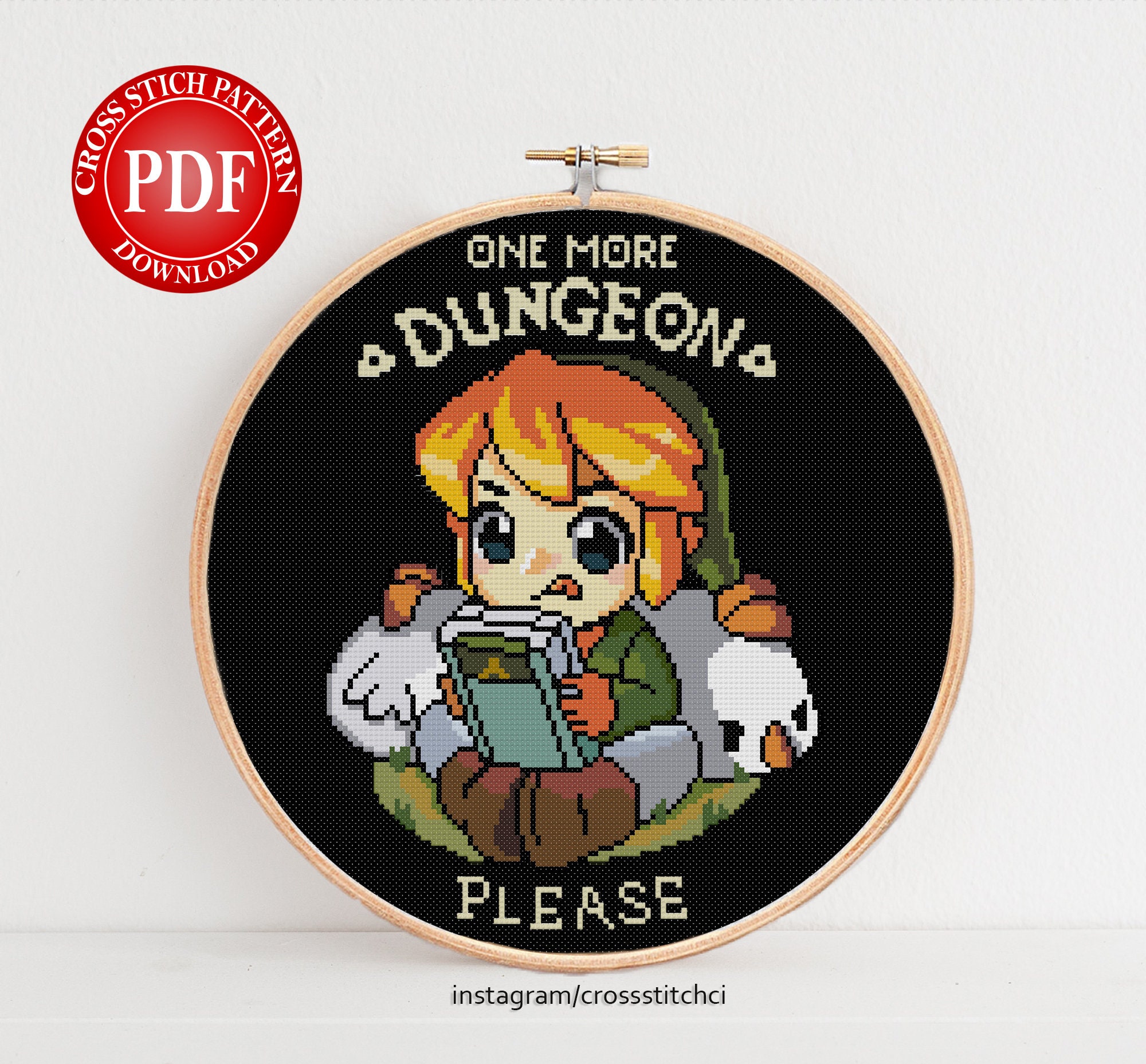 The Legend of Zelda, One More Dungeon Please, Cartoon Cross Stitch ...