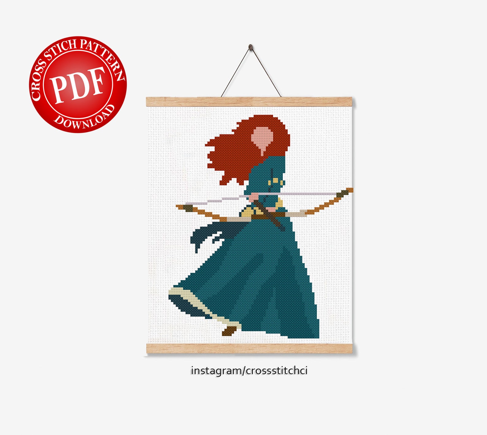 Merida Cross Stitch Pattern: Printable Digital Download - Etsy