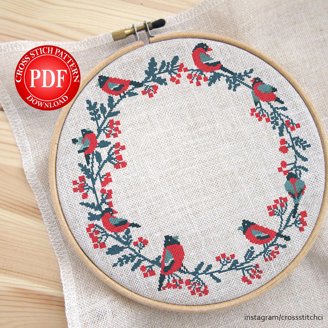 Circular Design With Birds Cross Stitch Patern, Digital Download ...