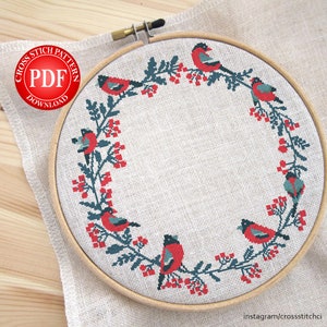 Circular Design With Birds Cross Stitch Patern, Digital Download ...