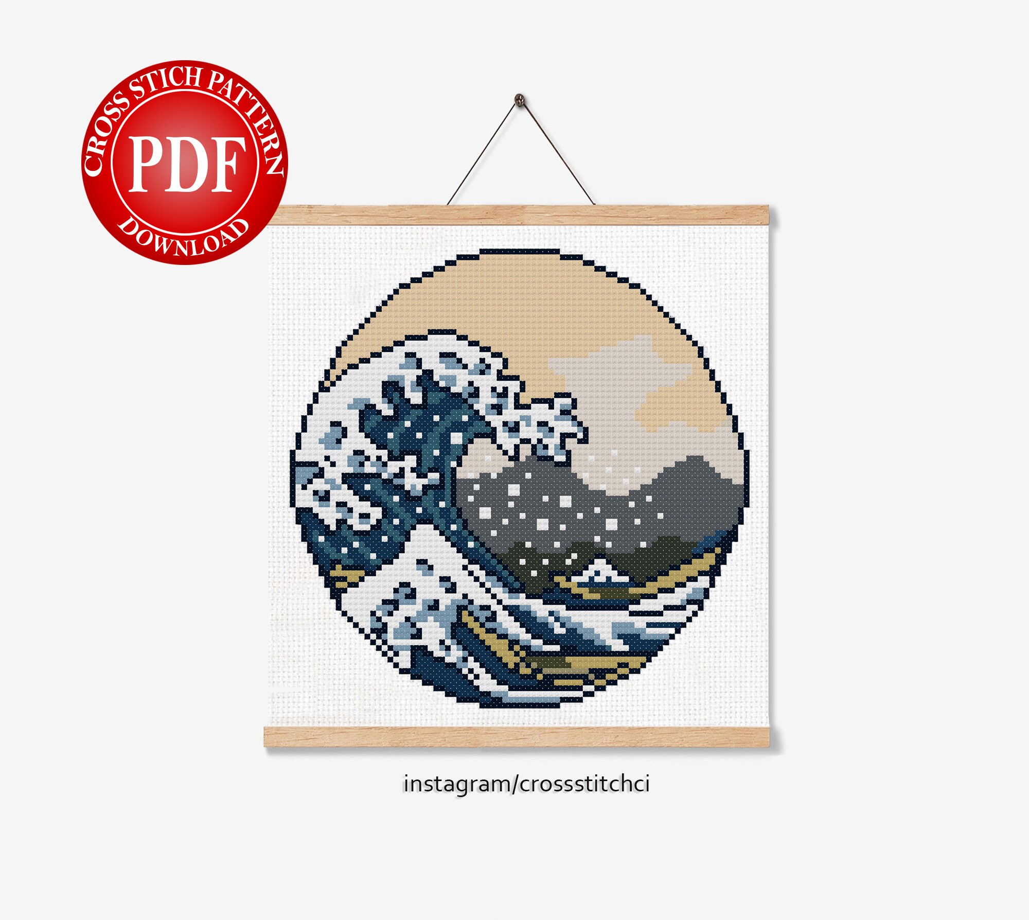 The Great Wave of Kaganawa, Cross Stitch Patern, Digital Download ...