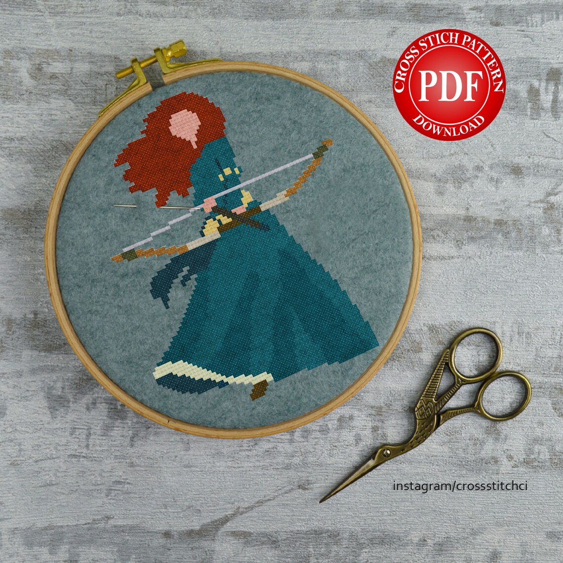 Merida Cross Stitch Pattern: Printable Digital Download - Etsy