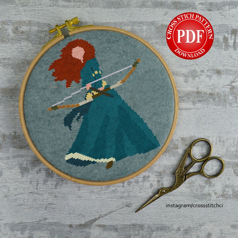 Merida Cross Stitch Pattern: Printable Digital Download - Etsy