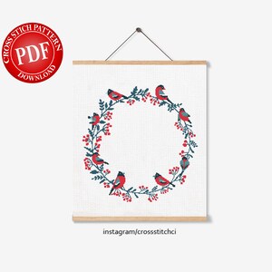 Circular Design With Birds Cross Stitch Patern, Digital Download ...