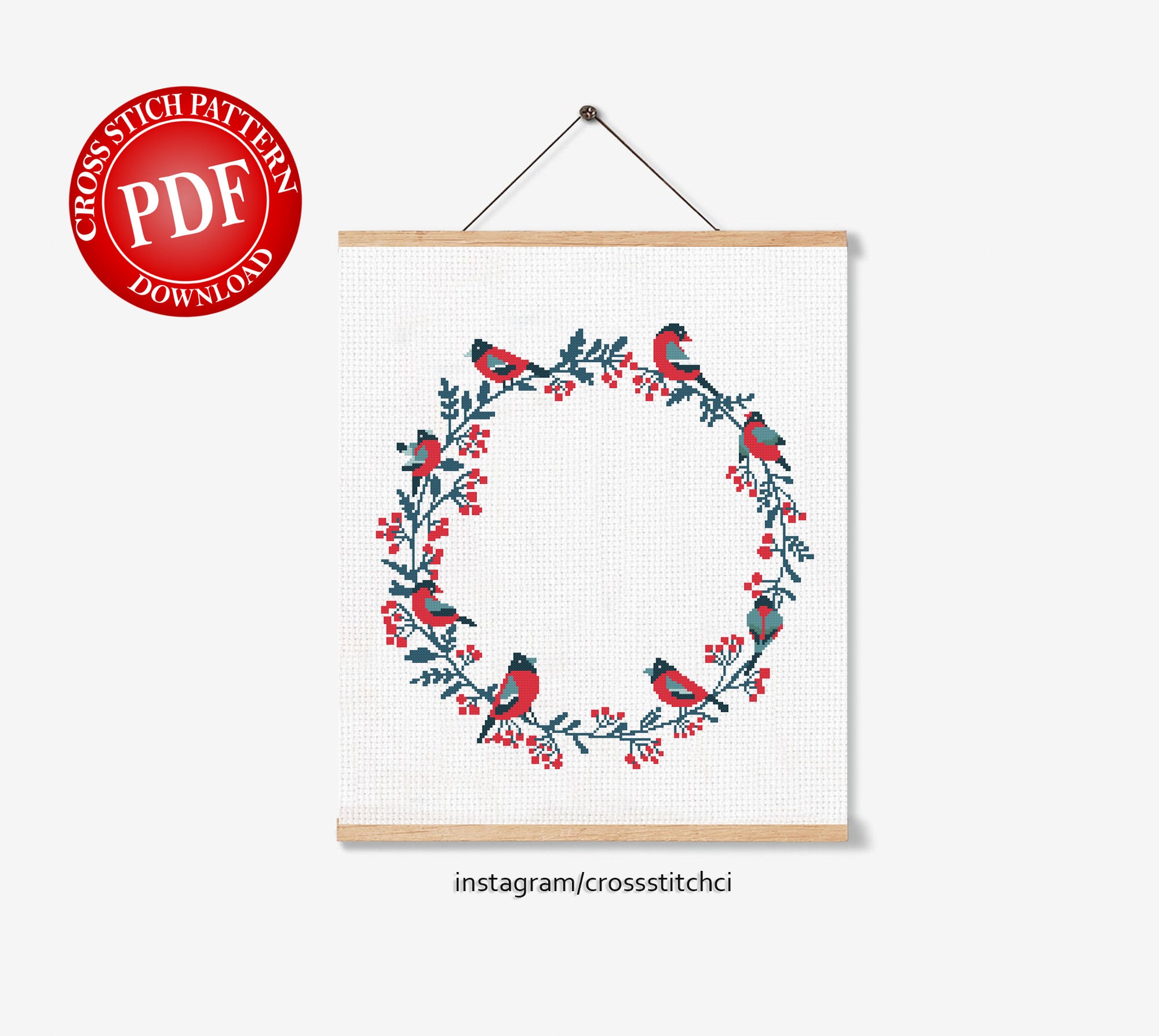 Circular Design With Birds Cross Stitch Patern Digital - Etsy
