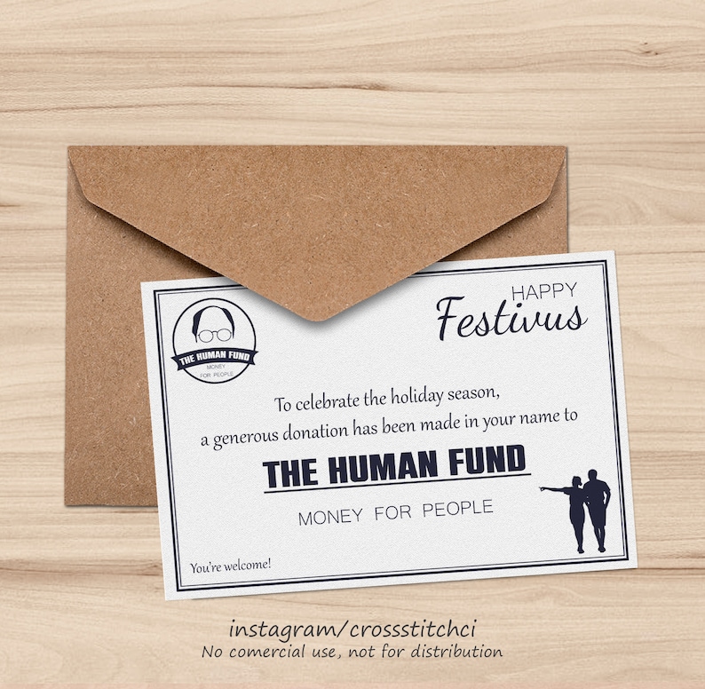 Seinfeld George Costanza Gift Card, Human Fund, Seinfeld, Printable ...