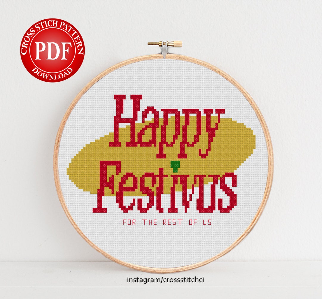 Happy Festivus Cross Stitch Pattern, Christmas Gift, Digital Download ...