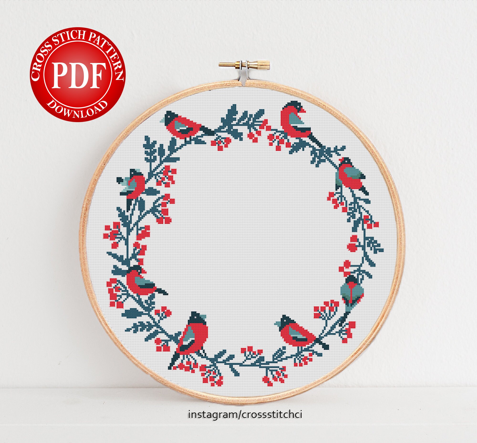 Circular Design With Birds Cross Stitch Patern Digital - Etsy