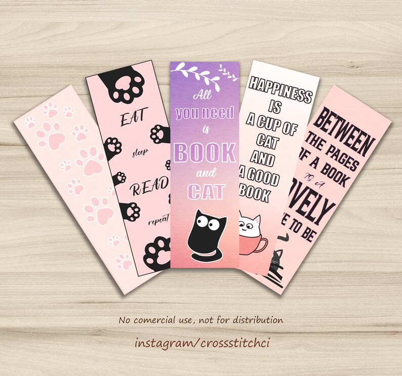 Cat Cute Bookmarks, Printable Bookmark, Instant Download, Digital ...