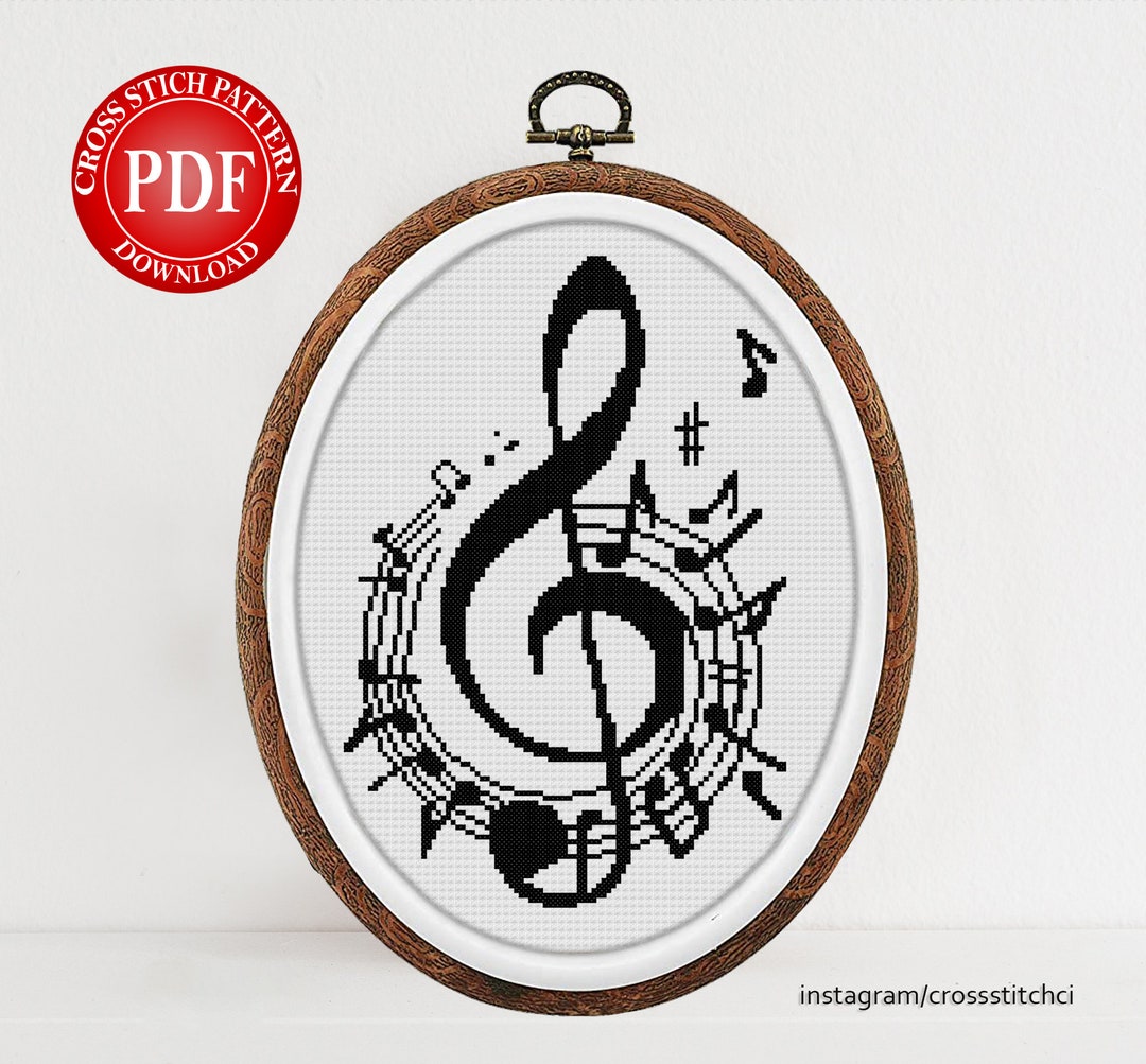 Treble Clef, Music, Cross Stitch Patern, Digital Download, Printable ...