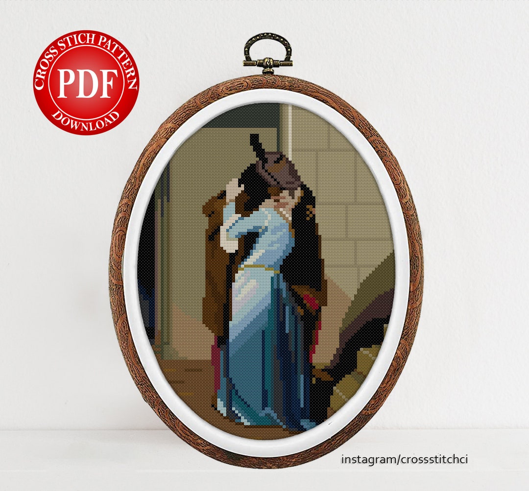 The Kiss, Cross Stitch Patern, Digital Download, Printable Cross Stitch ...