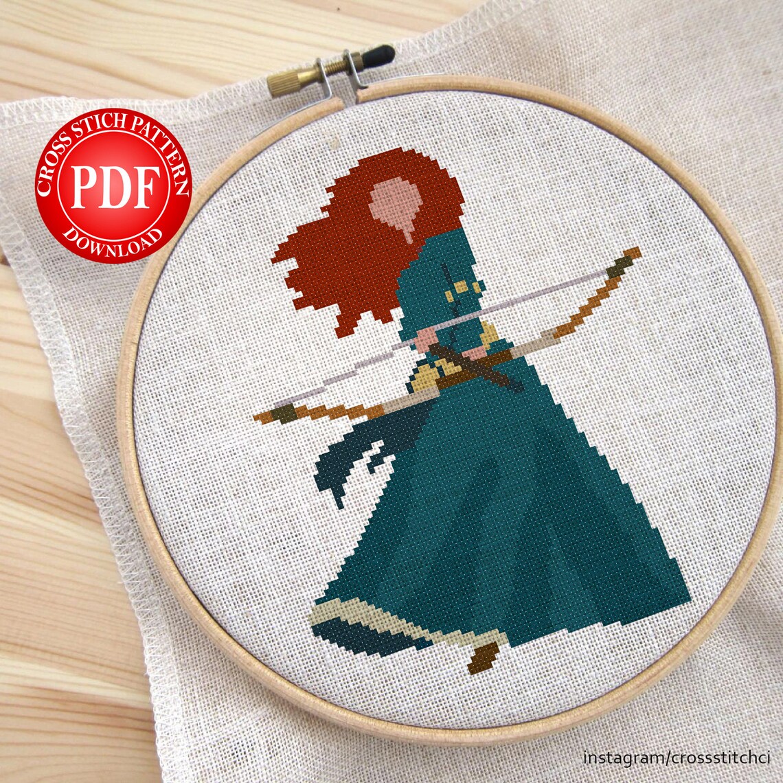 Merida Cross Stitch Pattern: Printable Digital Download - Etsy