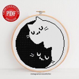 Yin Yang Cats Cross Stitch Pattern (digital Download) - Etsy
