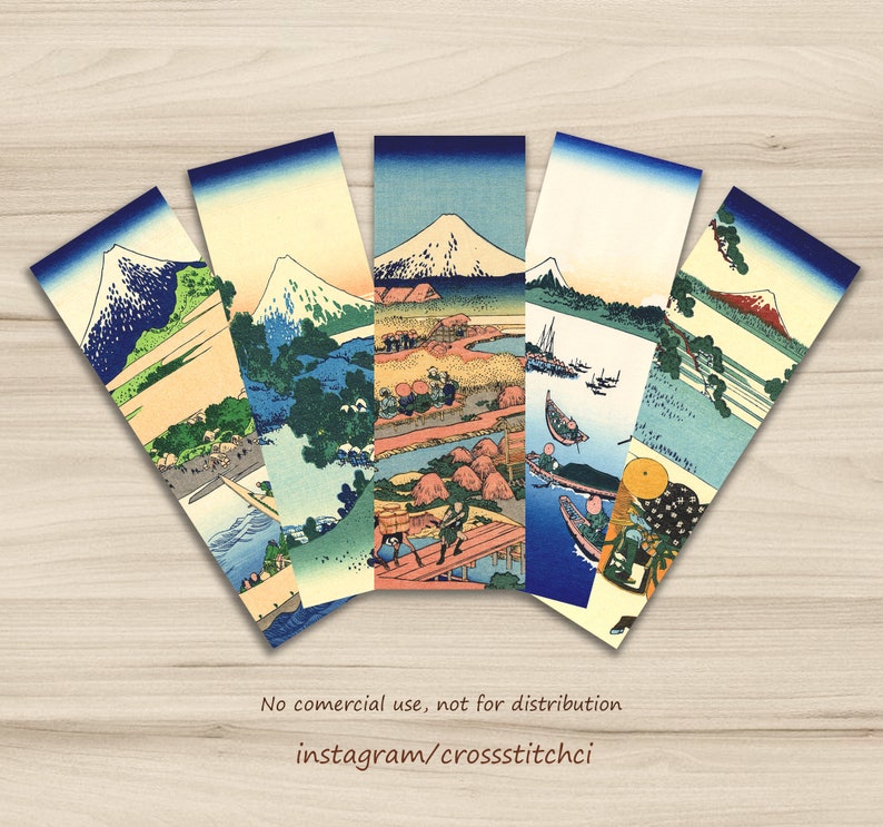 Hokusai Painting Bookmark Templates, Digital Download, Printable ...
