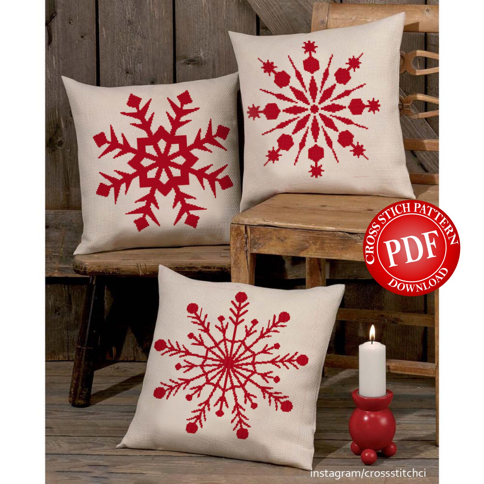 Christmas Snow Flakes Cross Stitch Pattern, Digital Download, Printable ...