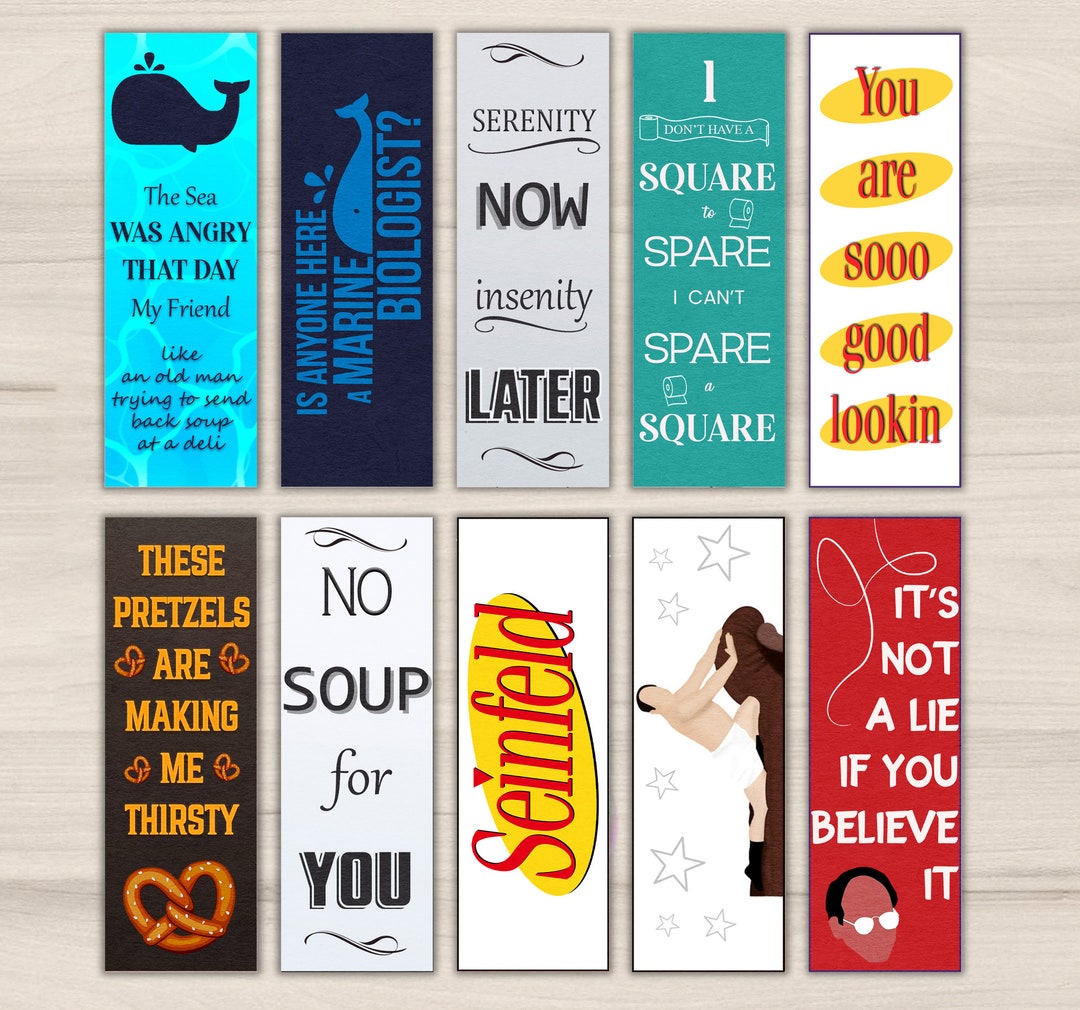 Seinfeld Quotes Bookmark Templates, Digital Download, Printable ...