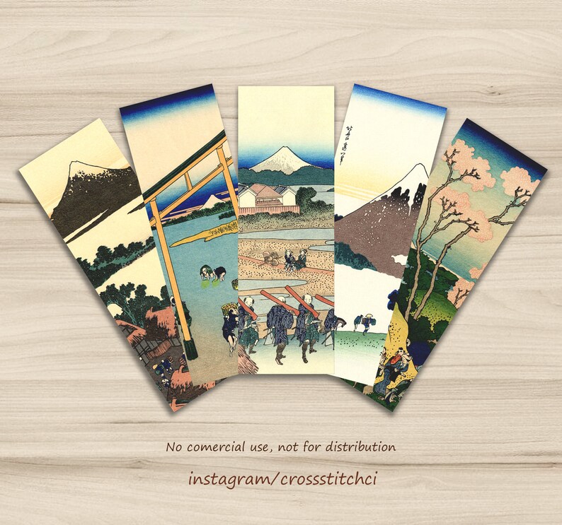 Hokusai Painting Bookmark Templates, Digital Download, Printable ...