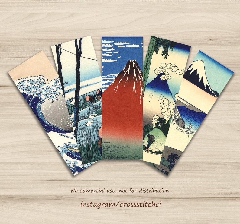Hokusai Painting Bookmark Templates, Digital Download, Printable ...