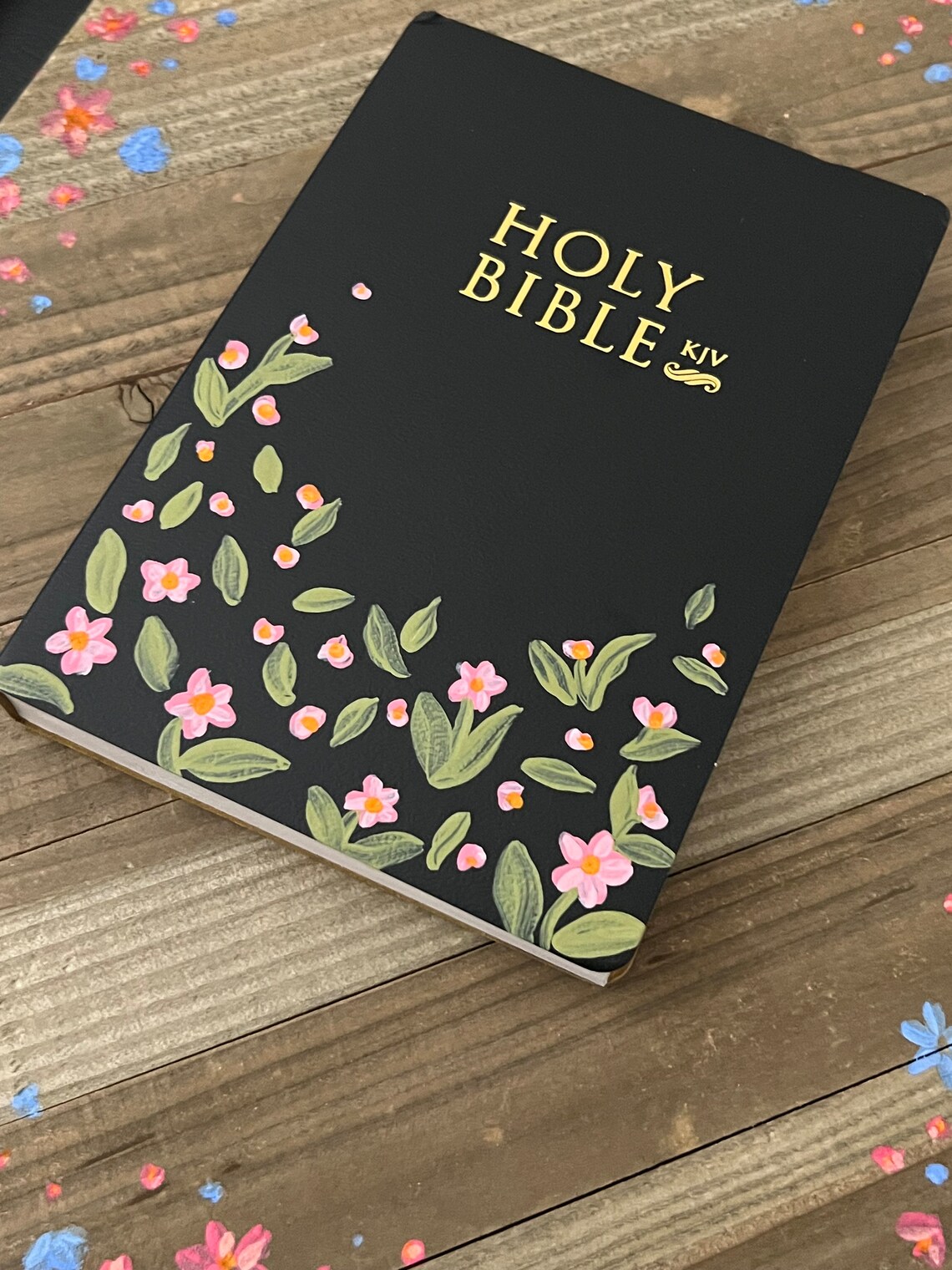 Hand Painted Holy Bible KJV Floral Front Soft Cover - Etsy