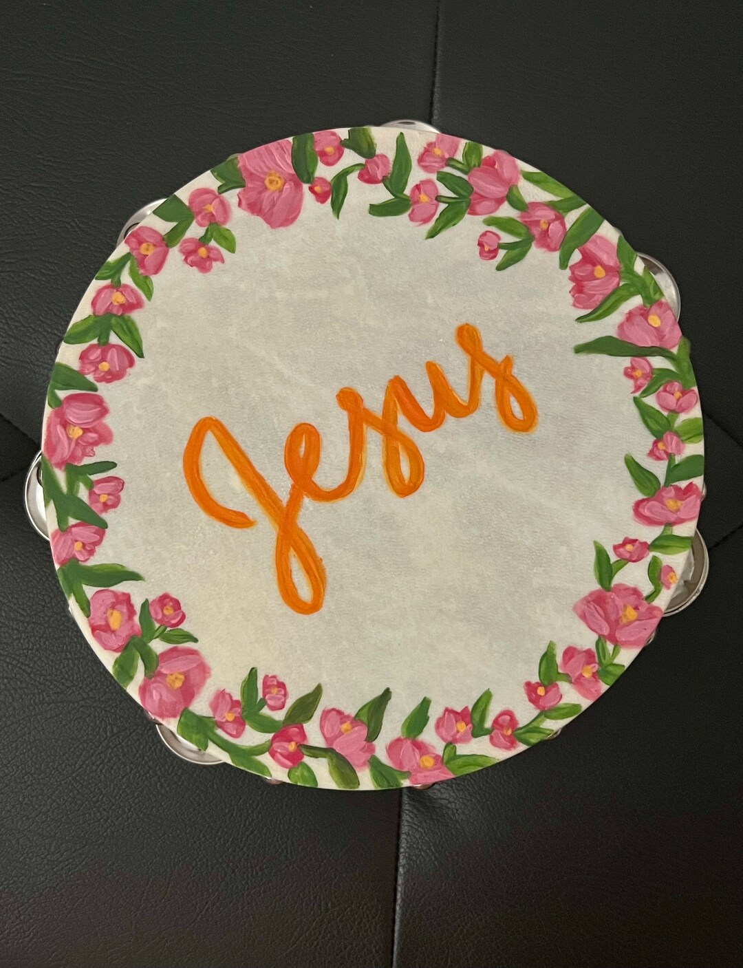 Handmade Natural Sheepskin 8 Inch Hand Painted Tambourine “jesus ...