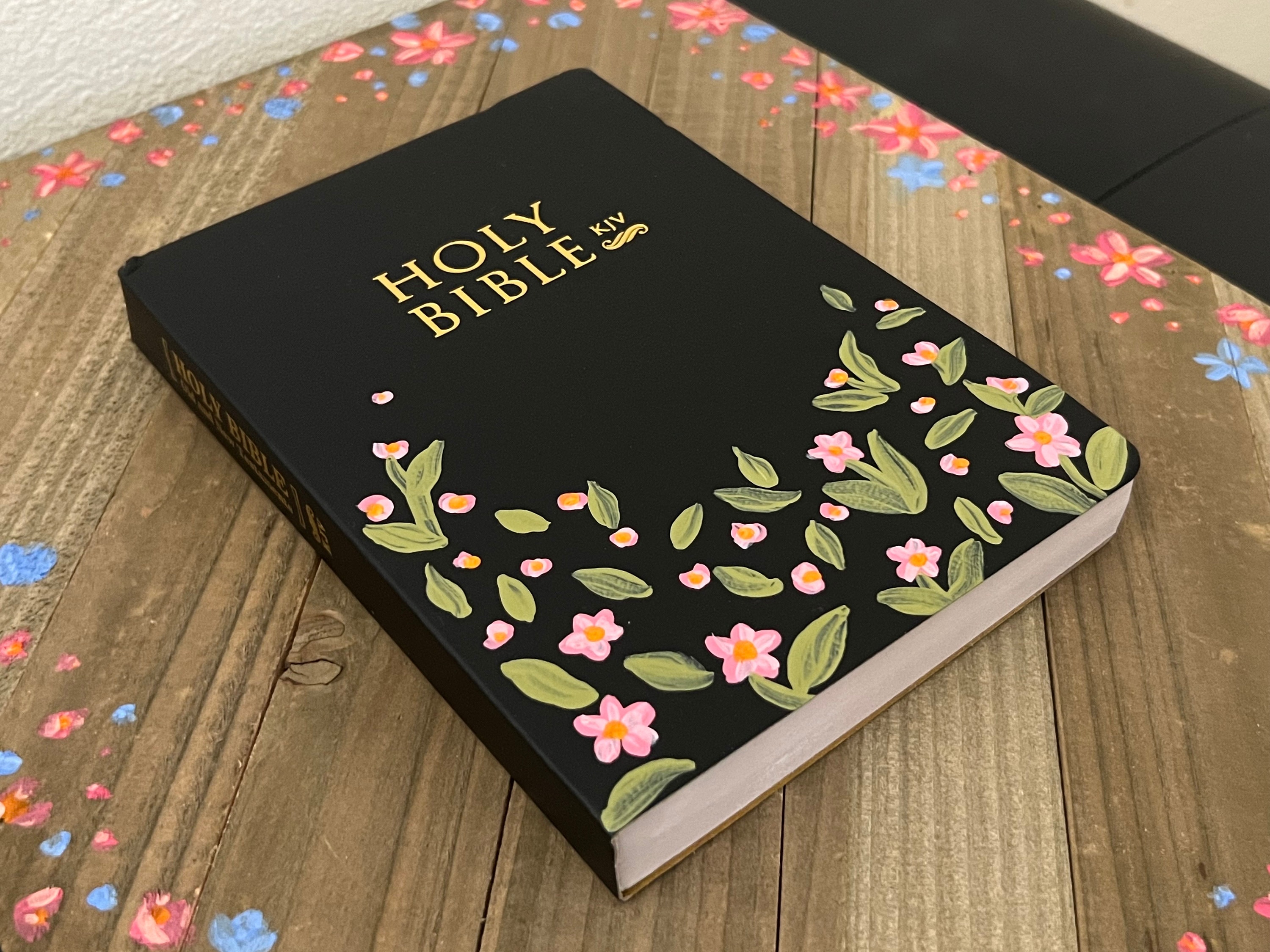 Hand Painted Holy Bible KJV Floral Front Soft Cover - Etsy