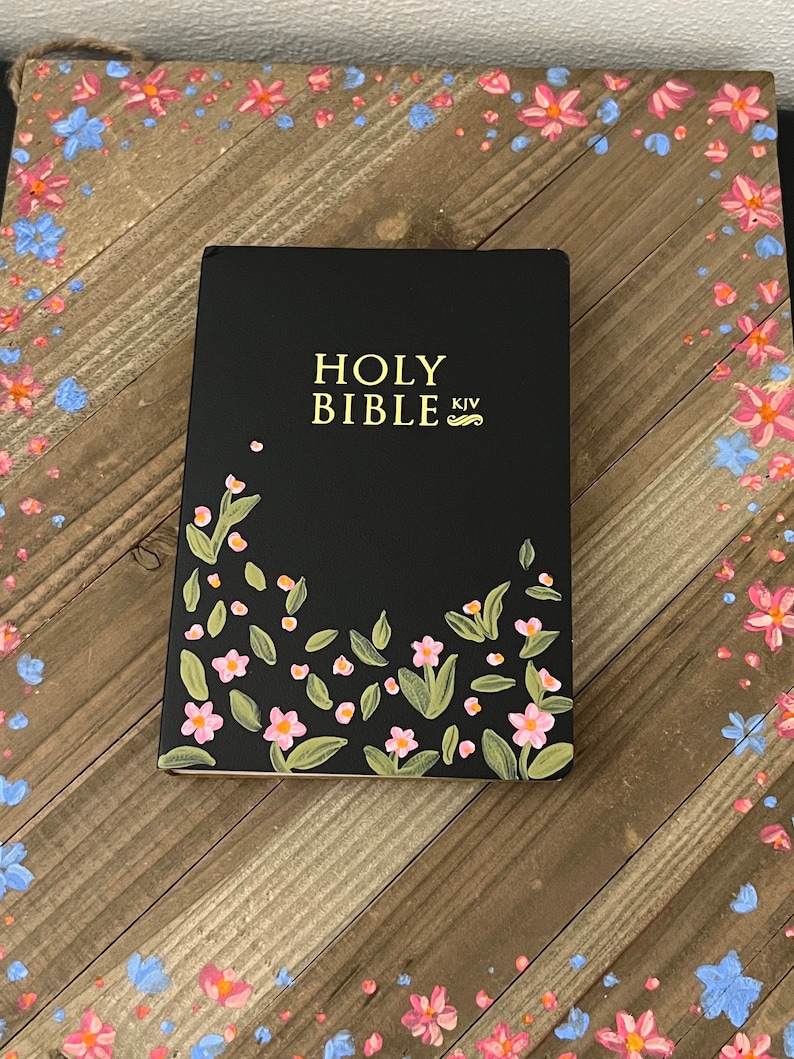 Hand Painted Holy Bible KJV Floral Front Soft Cover - Etsy