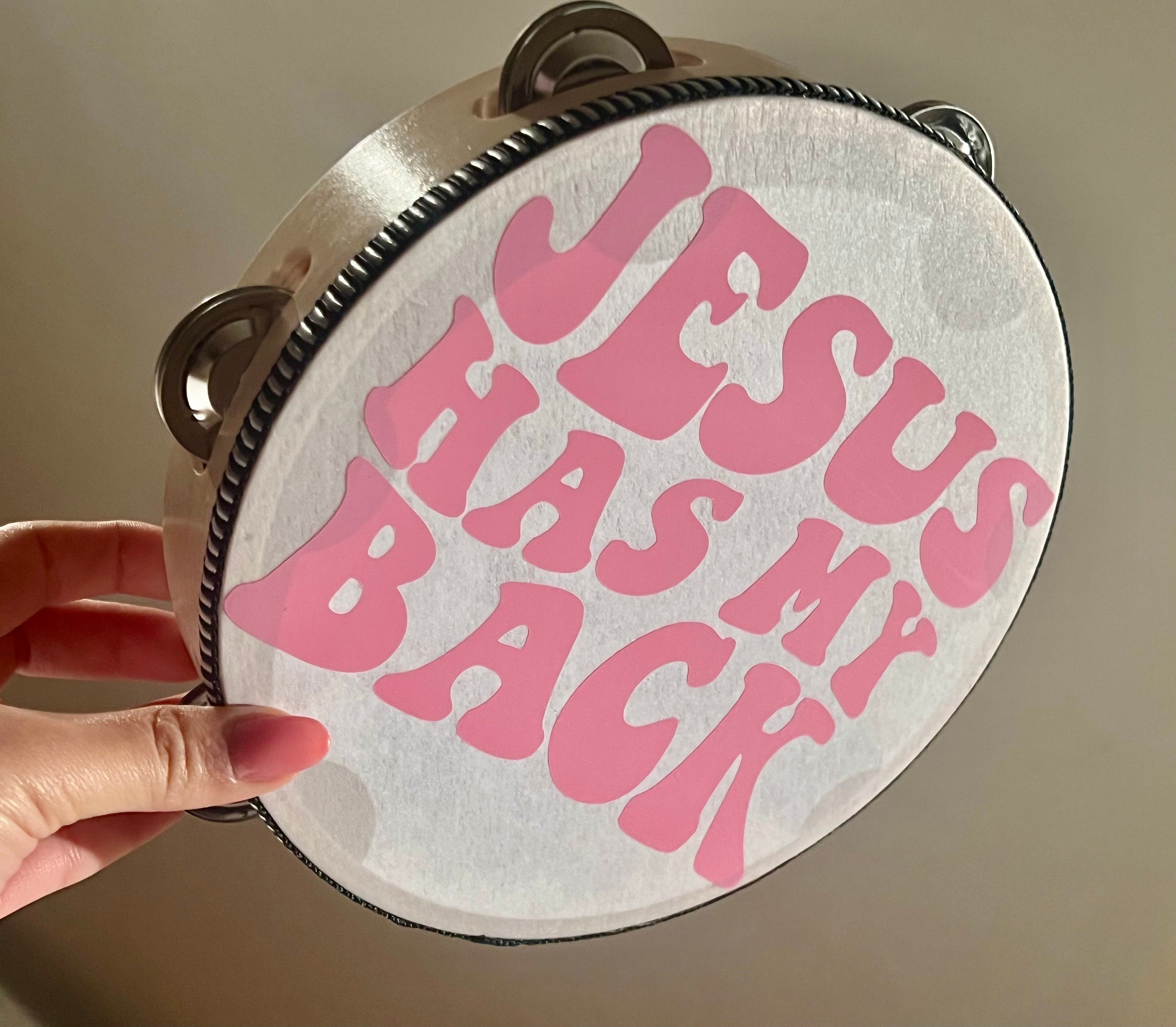 Jesus Has My Back Custom Tambourine With 8 Inch Vegan Drumhead and ...