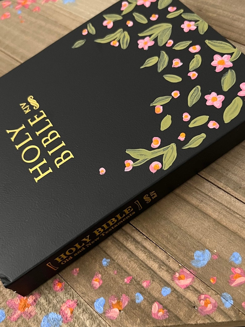 Hand Painted Holy Bible KJV Floral Front Soft Cover - Etsy