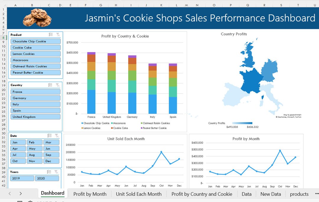 Excel Interactive Sales Dashboard - Etsy