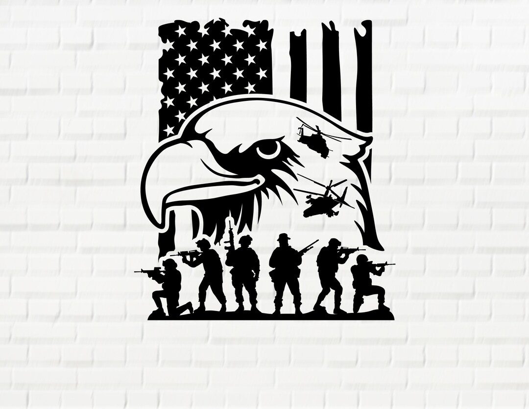 American Flag With Eagle Veteran Decal Army Decal US - Etsy