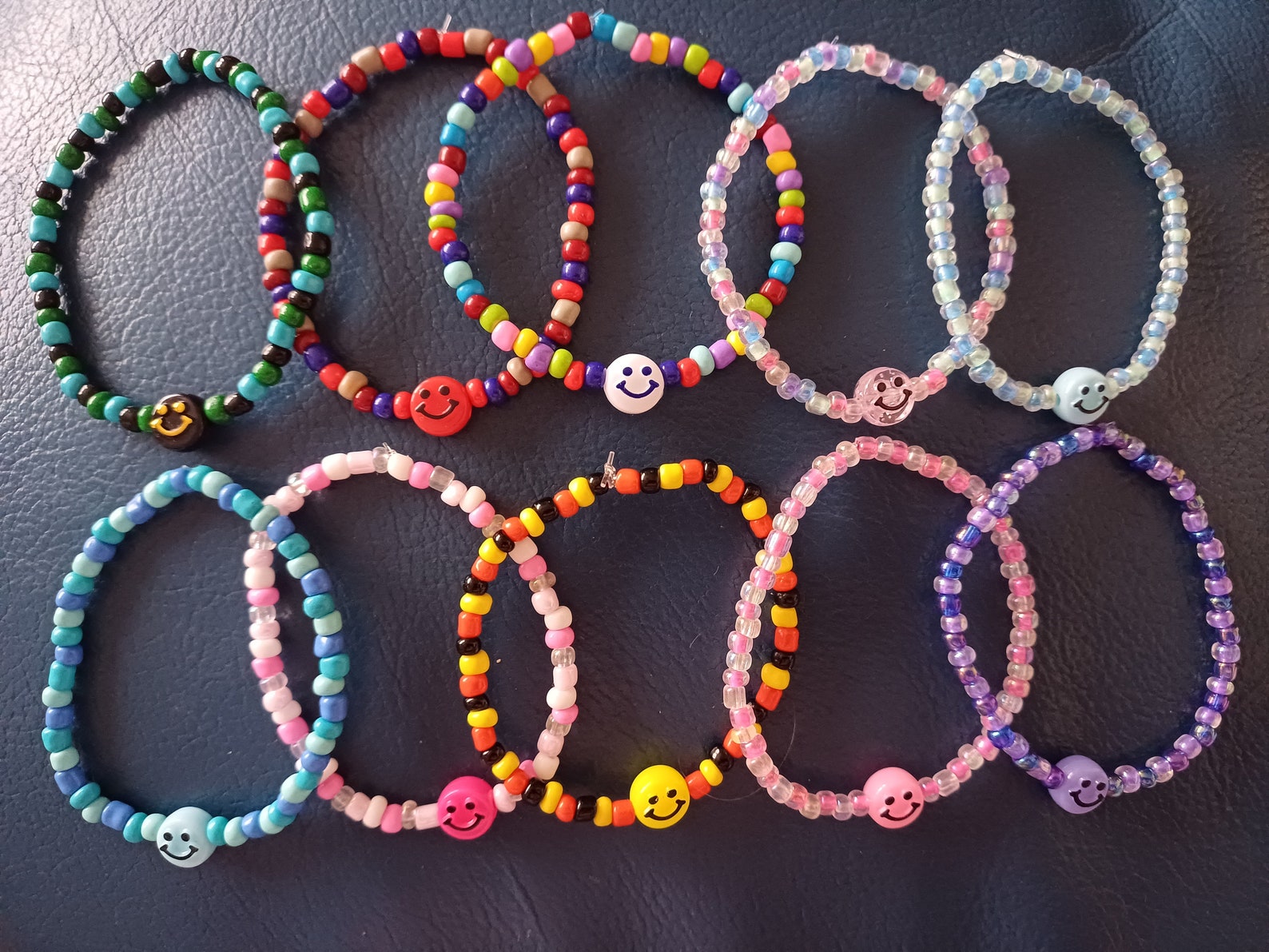 Smiley Face Seed Bead Bracelets, Colourful Bracelets, Gift Ideas for ...