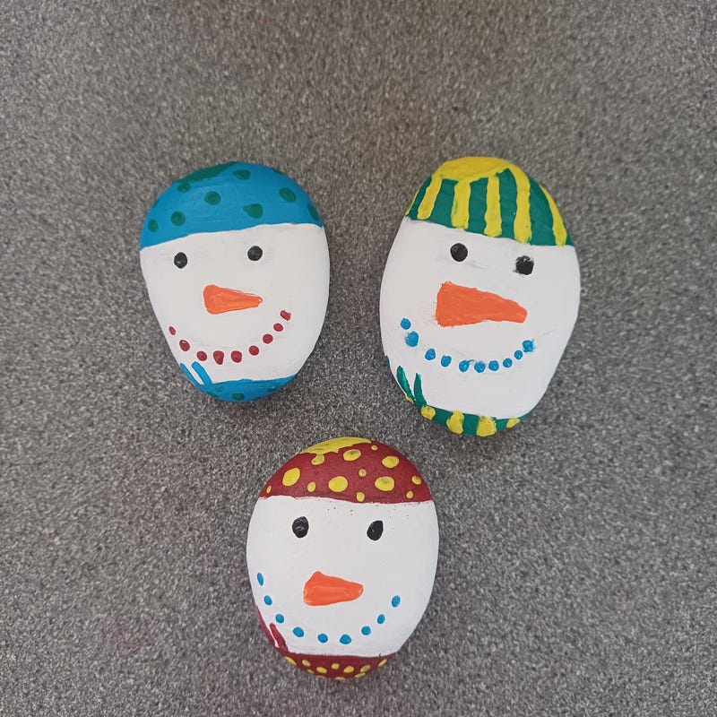 Painted Snowman Rocks - Etsy