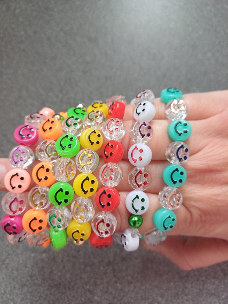 Bundle of 7 Smiley Face Bracelets, Colourful Bracelets, Kids Bracelets ...