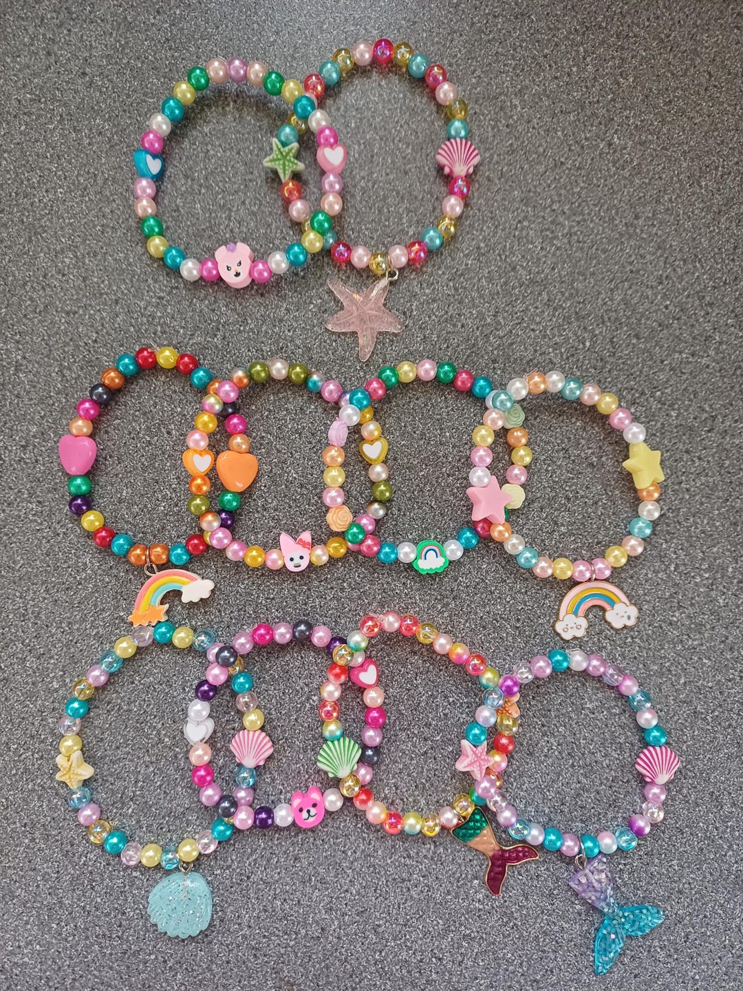 Bundle of 10 Colourful Childrens Bracelets, Kids Bracelets, Party Bag ...