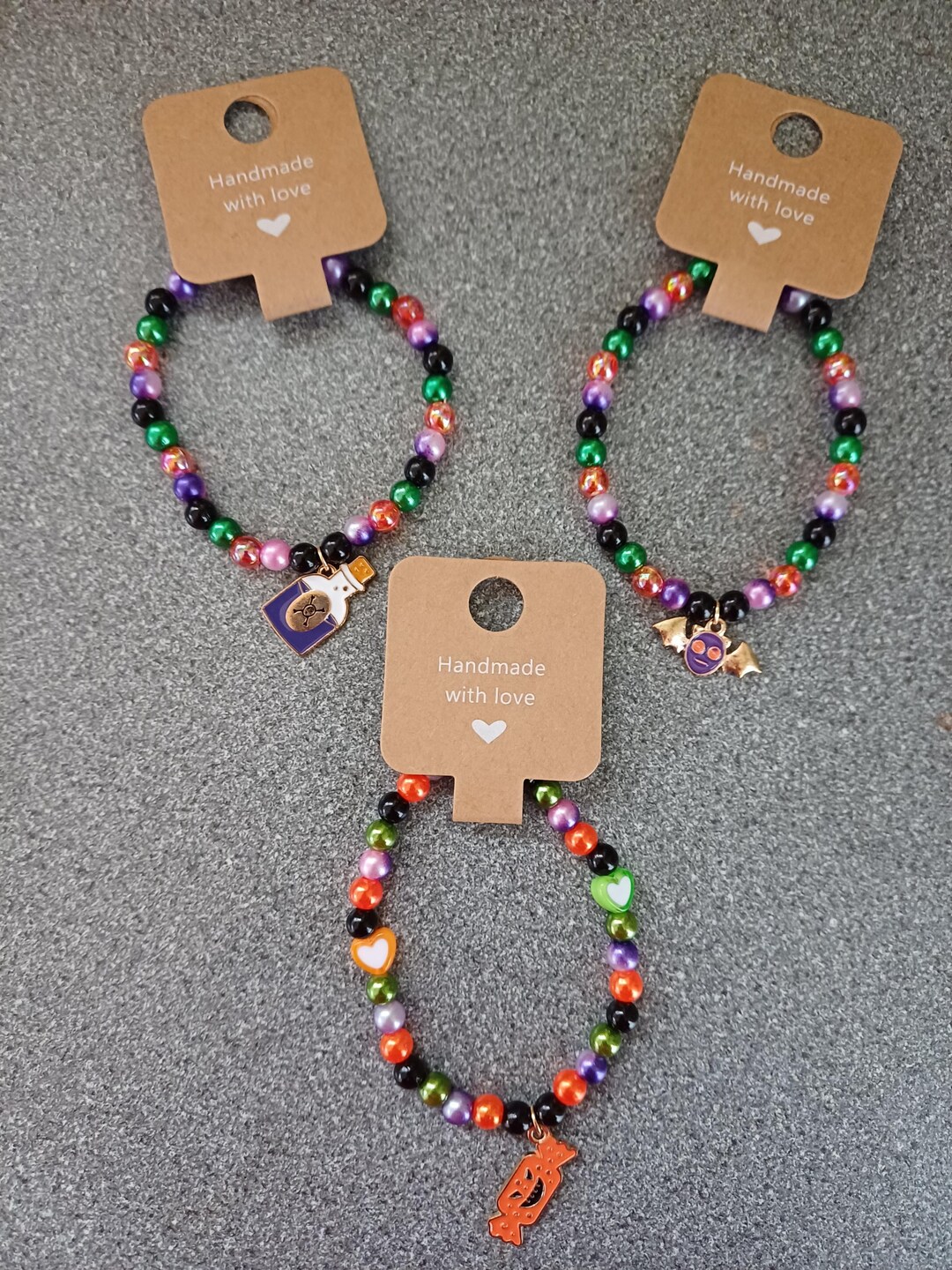 Spooky Halloween Beaded Charm Bracelets, Halloween Bracelets, Halloween ...