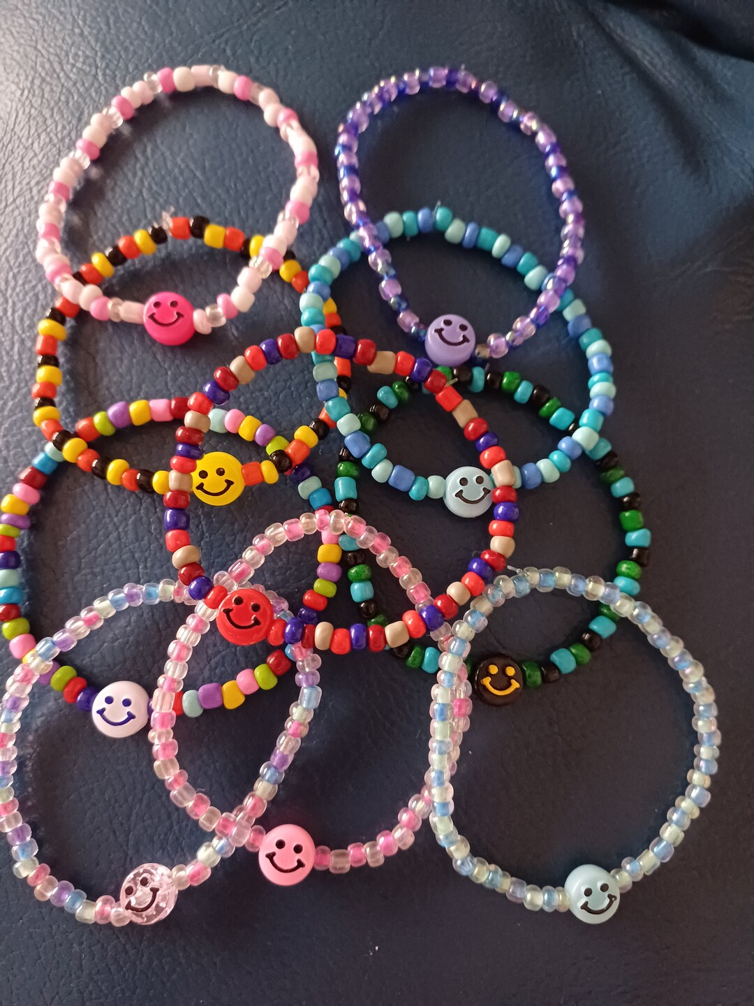 Smiley Face Seed Bead Bracelets, Colourful Bracelets, Gift Ideas for ...