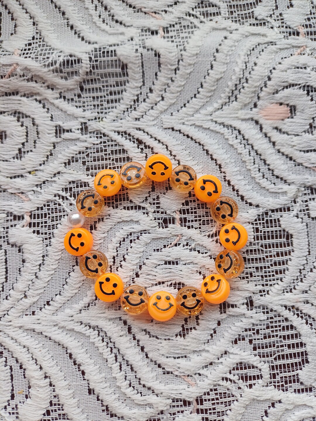 Handmade Orange Smiley Face Bracelet, Gift Idea for Girls and Boys ...
