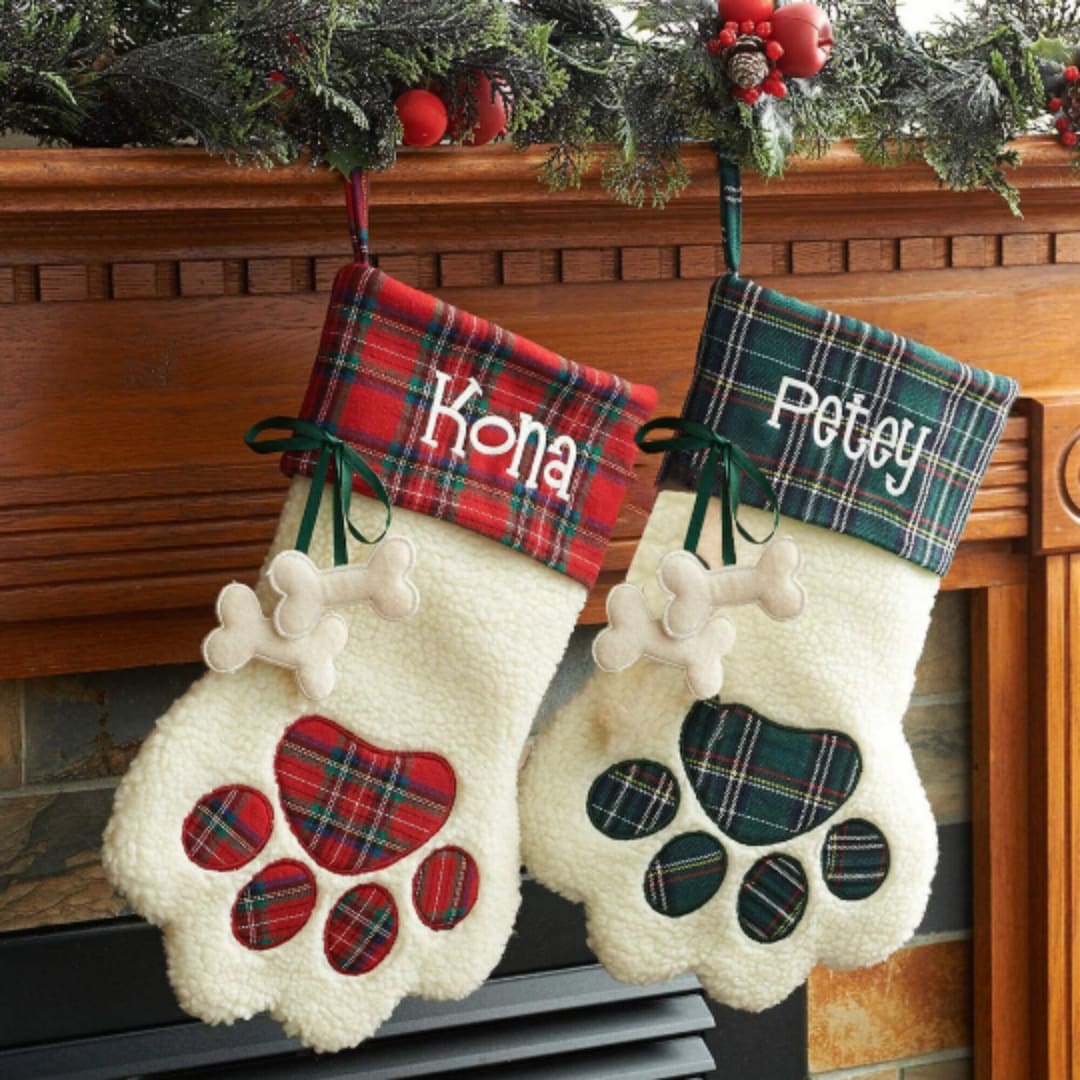 Personalized Dog Paw Christmas Stockings,name Embroidered Christmas ...