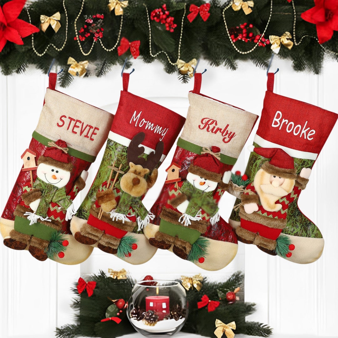 Personalized Christmas Stockings,3d Santa Claus,snowman,elk Christmas ...
