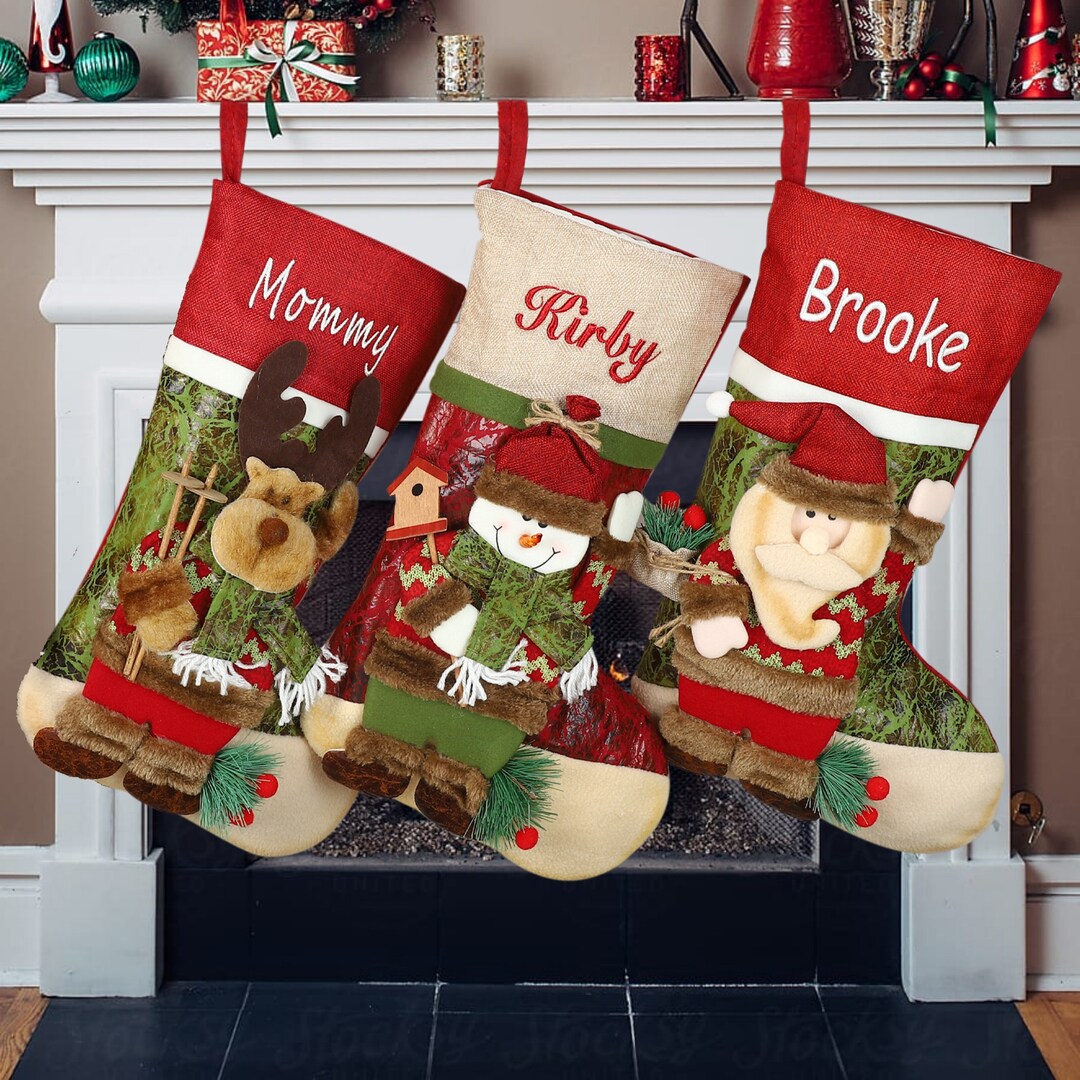 Personalized Christmas Stockings, Embroidered Christmas Stockings,3d ...