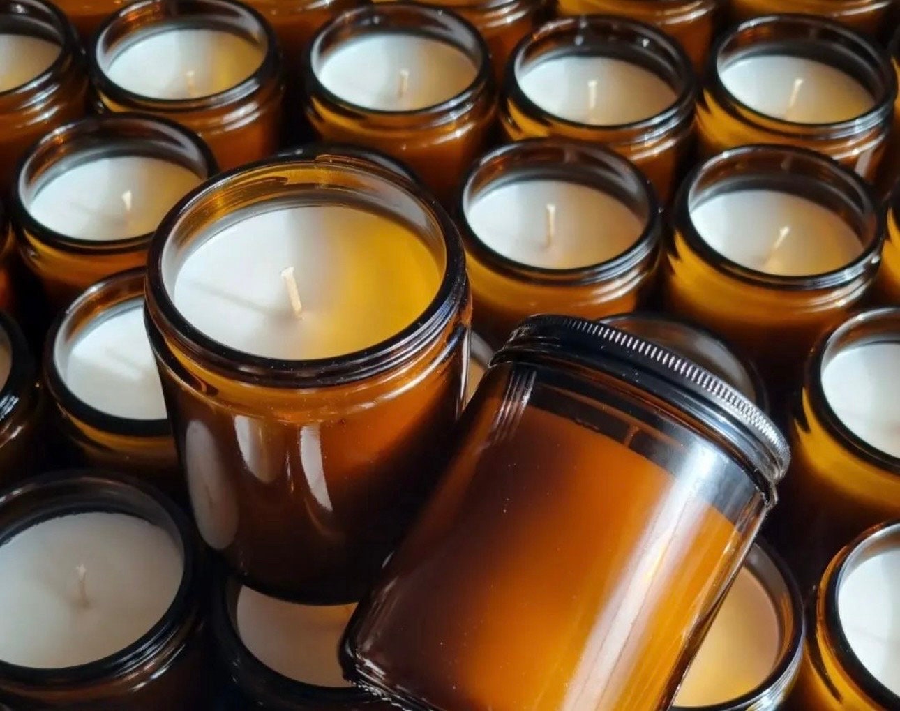 Hand-poured Soy Wax Candles: Amber Jar Scented Candle, Wedding Favors ...