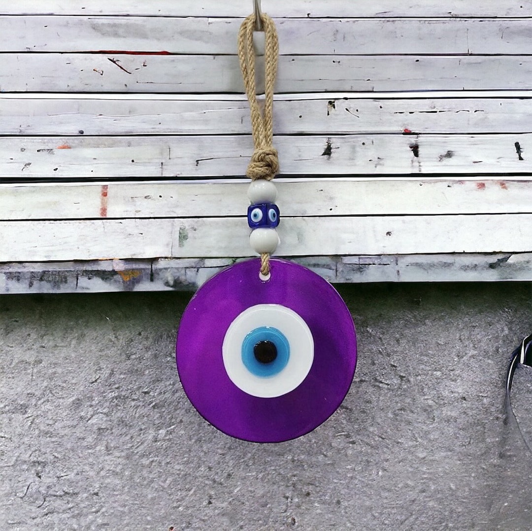 Colorful Evil Eye Wall Decor: Hand-painted Fused Glass Ornament - Etsy