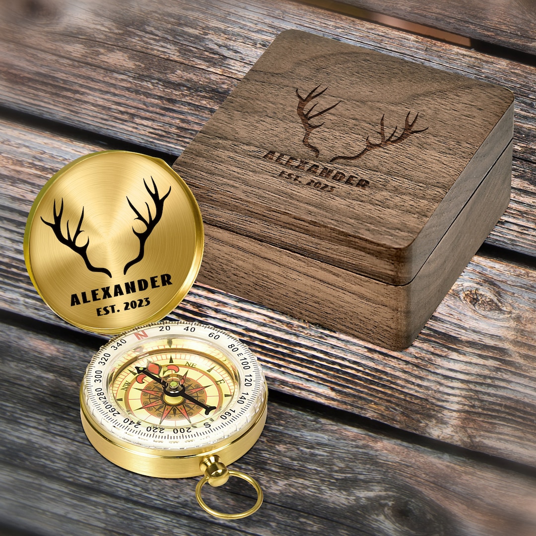 Cross Wooden Box Engraved Compass, Confirmed, Engraved Compass With ...