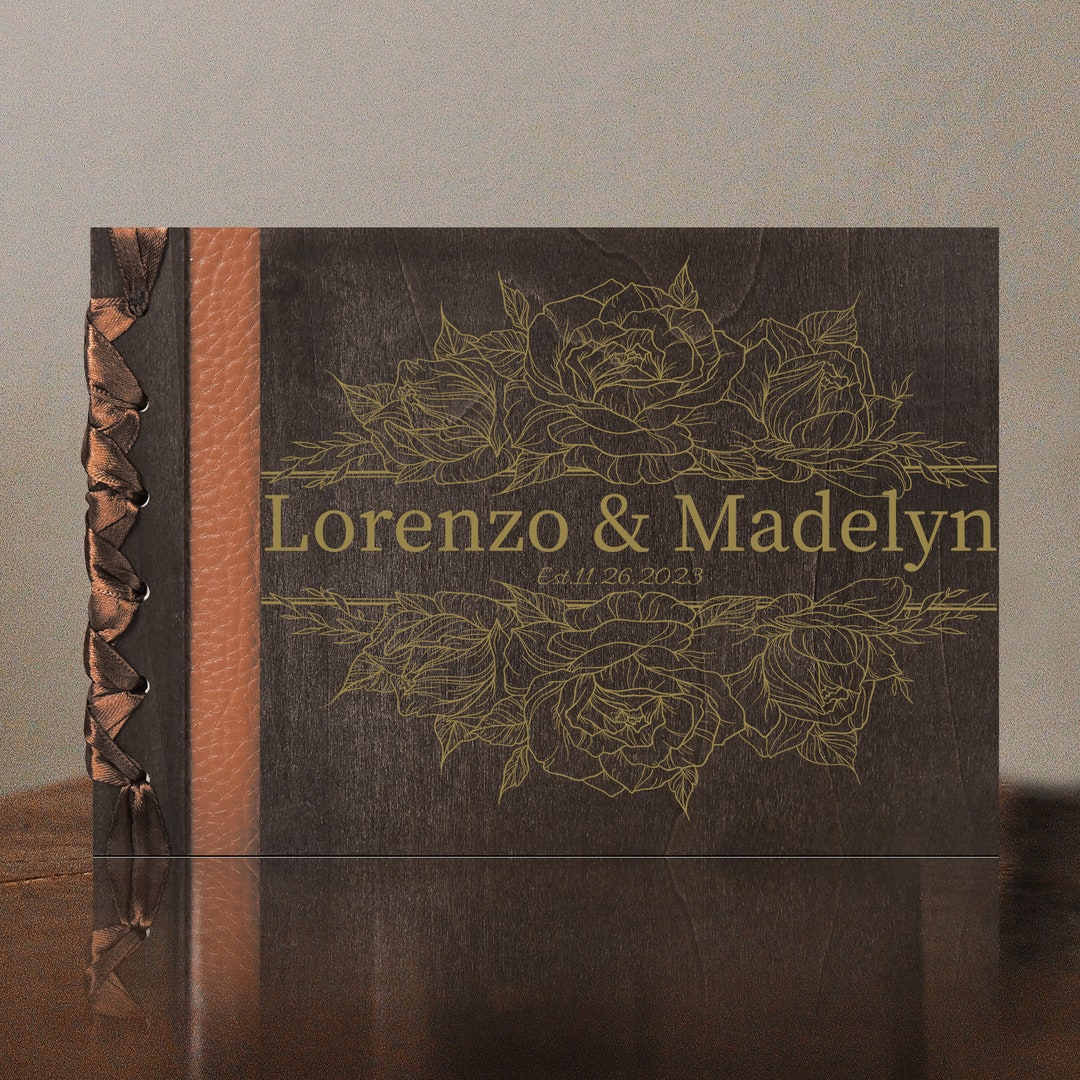 Personalized Wooden Horizontal Wedding Book, Wooden Guest Book ...