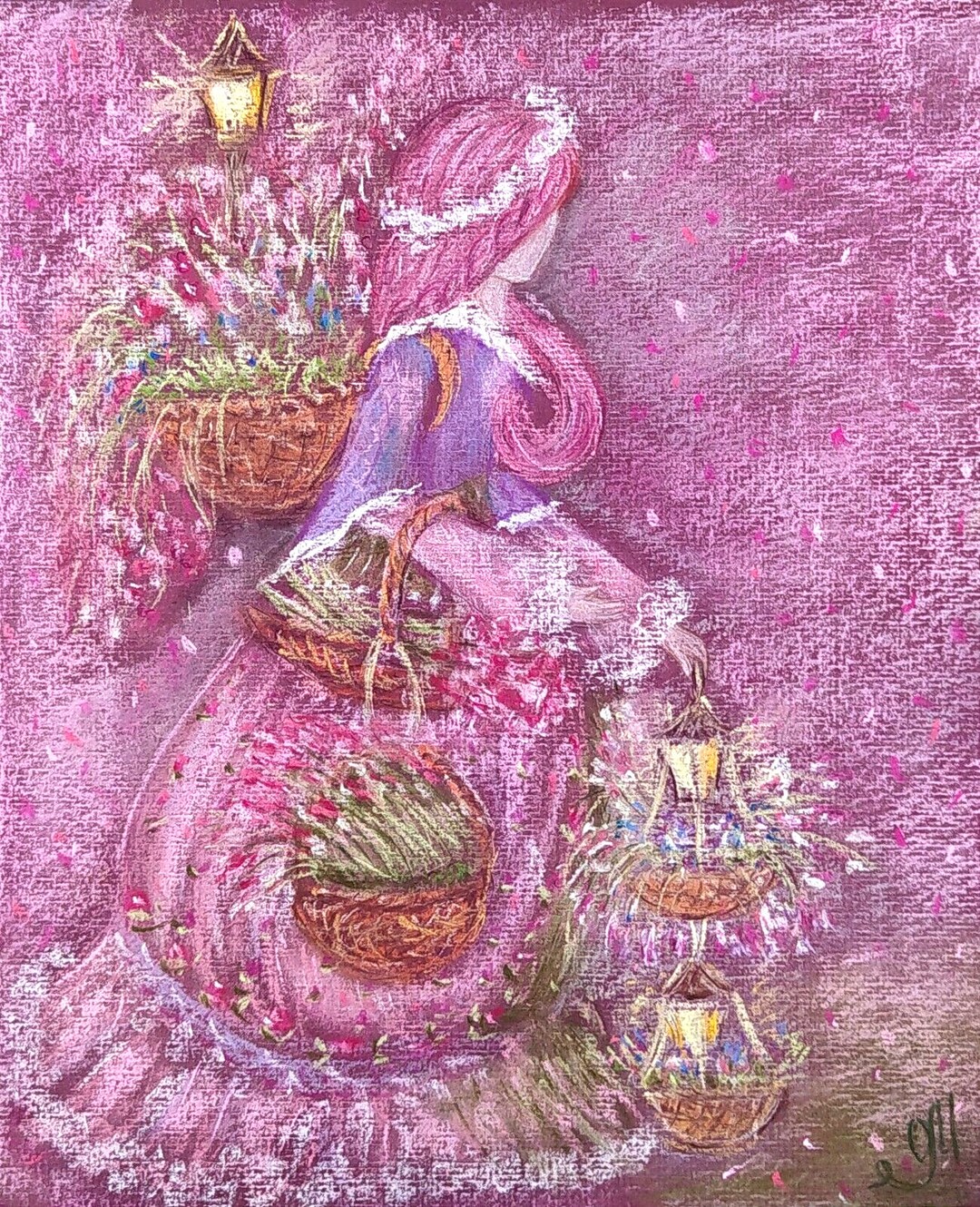 Pastel Painting princess florist, Original Painting, Original Drawing ...