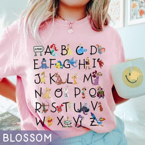 Characters Alphabet Teacher Comfort Colors Shirt, Kindergarten Teacher ...