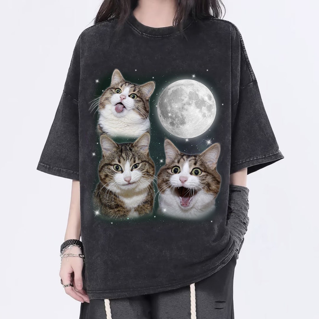 CUSTOM Three Cats Vintage Bootleg Rap Shirt, Comfort Colors Cat Moon ...