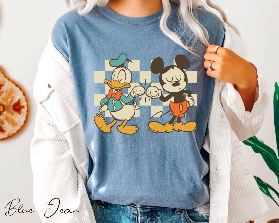 Retro Checkered Mickey Mouse and Donald Duck Fist Bump Comfort Colors ...